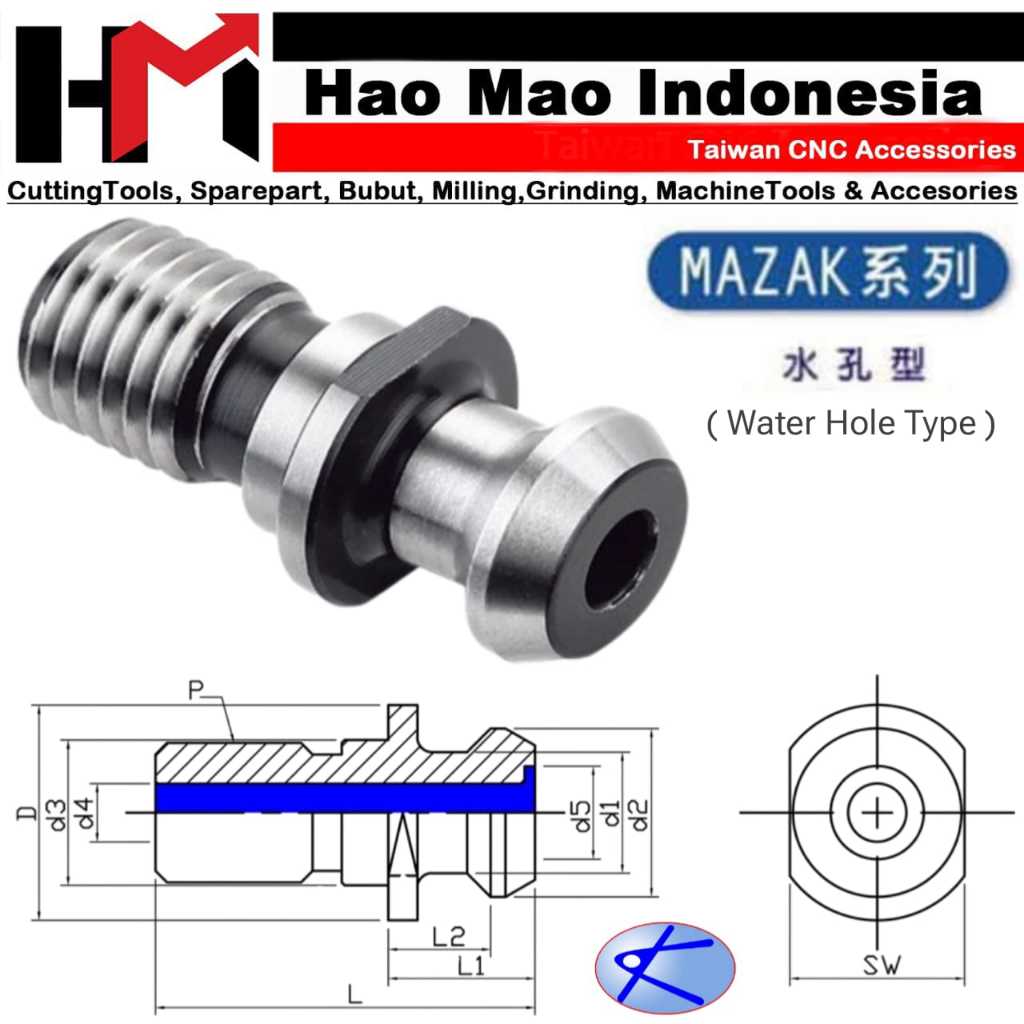 Jual Pull Stud MAZAK BT40, BT50, CAT40 Pull Stud MAZAK Made In Taiwan | Shopee Indonesia