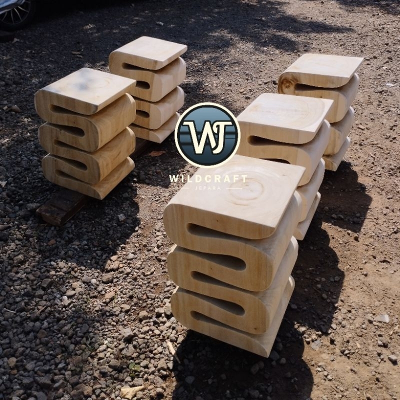 Jual STOOL UNIK MODEL CACING WARNA BLEACHING KAYU TREMBESI SOLID ...