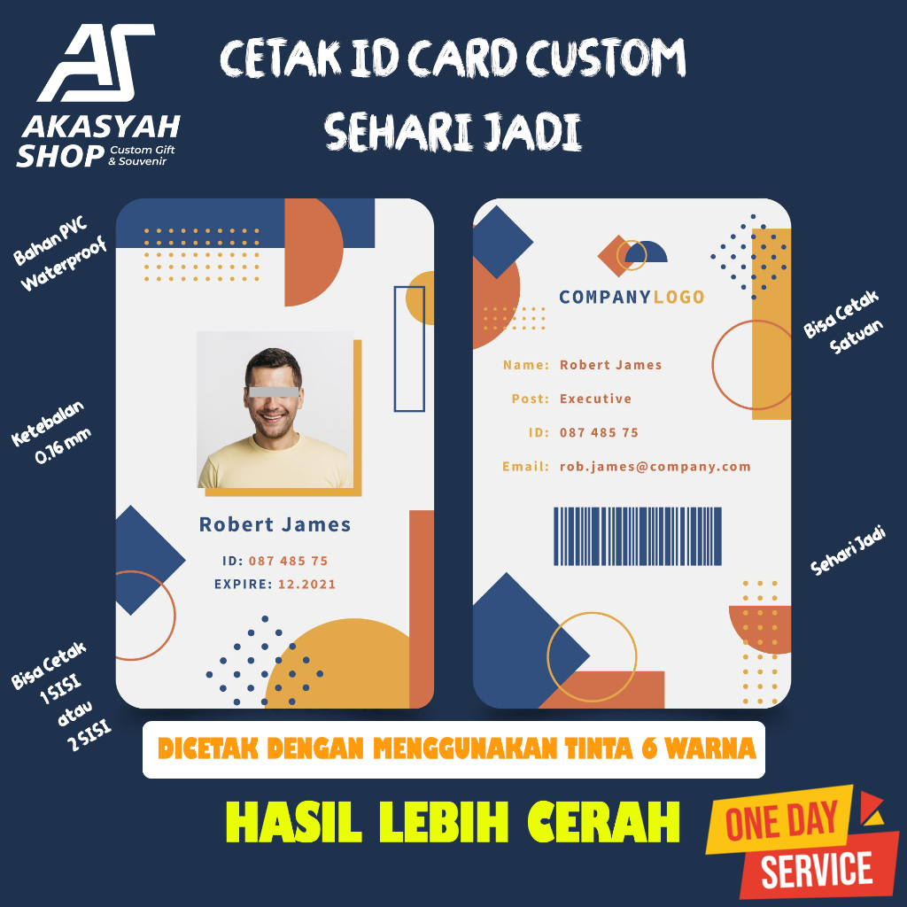 Jual Cetak Custom ID Card/Kartu Identitas PVC Satuan 2 Sisi Sehari Jadi | Shopee Indonesia