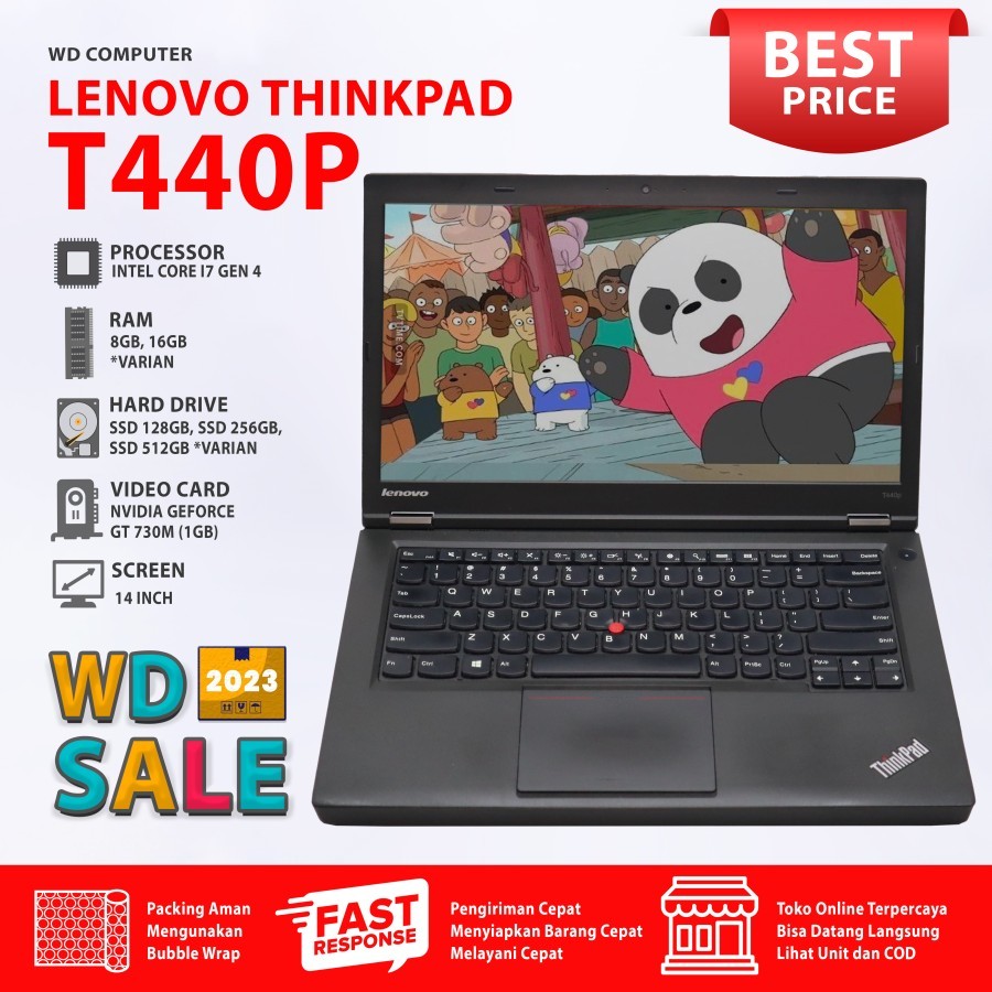 Jual Lenovo T440P Core I7 Gen 4 I Ram 16 Gb Ssd 1 TB I Dual VGA NVIDIA I Bonus Mouse Dan Tas ...