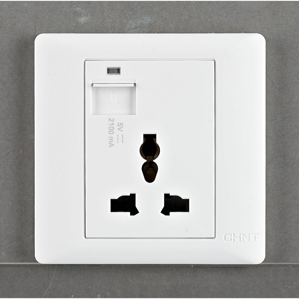 Jual Chint Saklar NEW7G 1 Gang 3 Pin 13A Multi Function Socket With USB | Shopee Indonesia