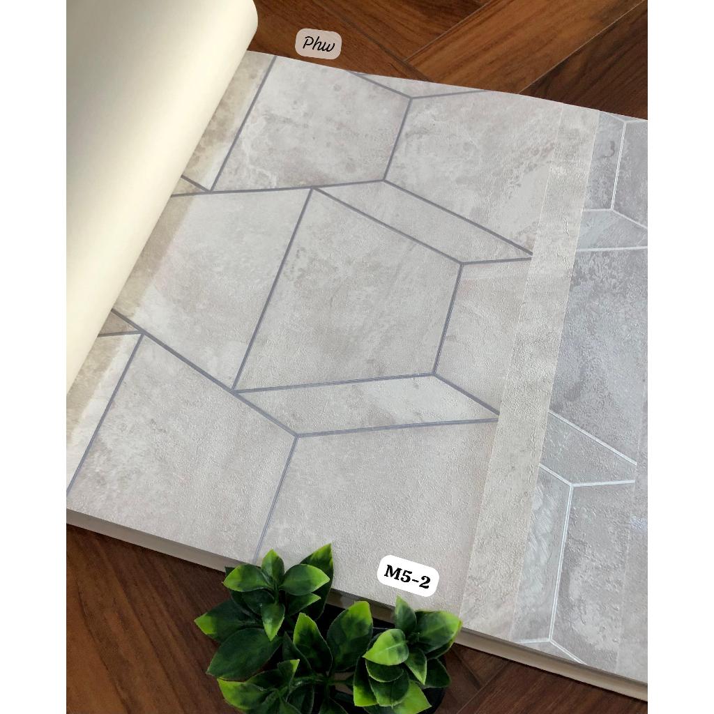 Jual Wallpaper Dinding Motif List Kotak Hexagon Dasar Semen Natural ...
