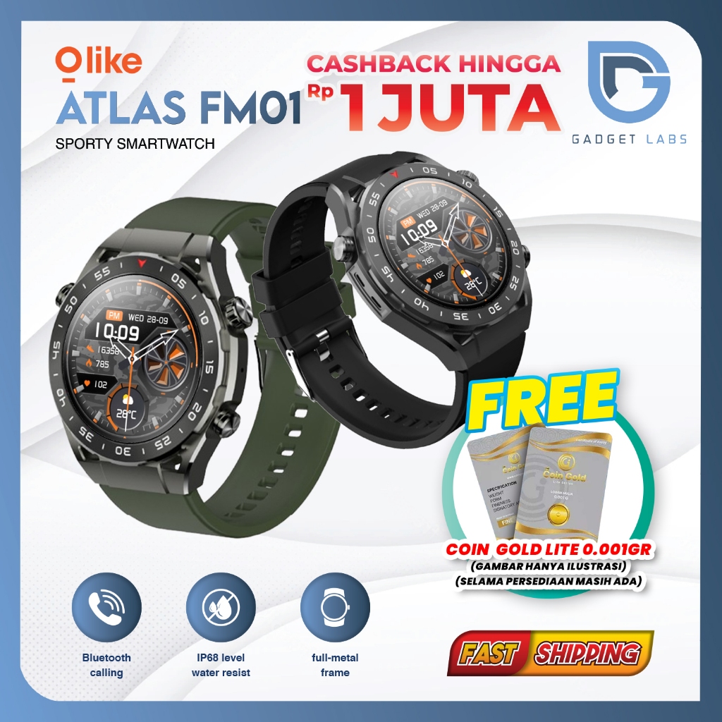 Jual Olike FM01 ATLAS Smartwatch HD 1.39" Bluetooth Call IP68 | Shopee Indonesia
