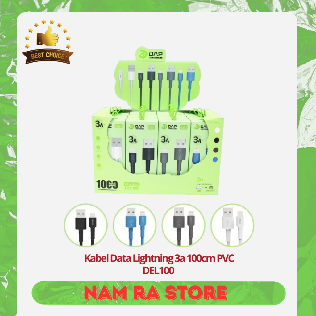 Jual Kabel Data Lightning 3a 100cm isi 20pcs PVC DEL100 DAP | Shopee ...