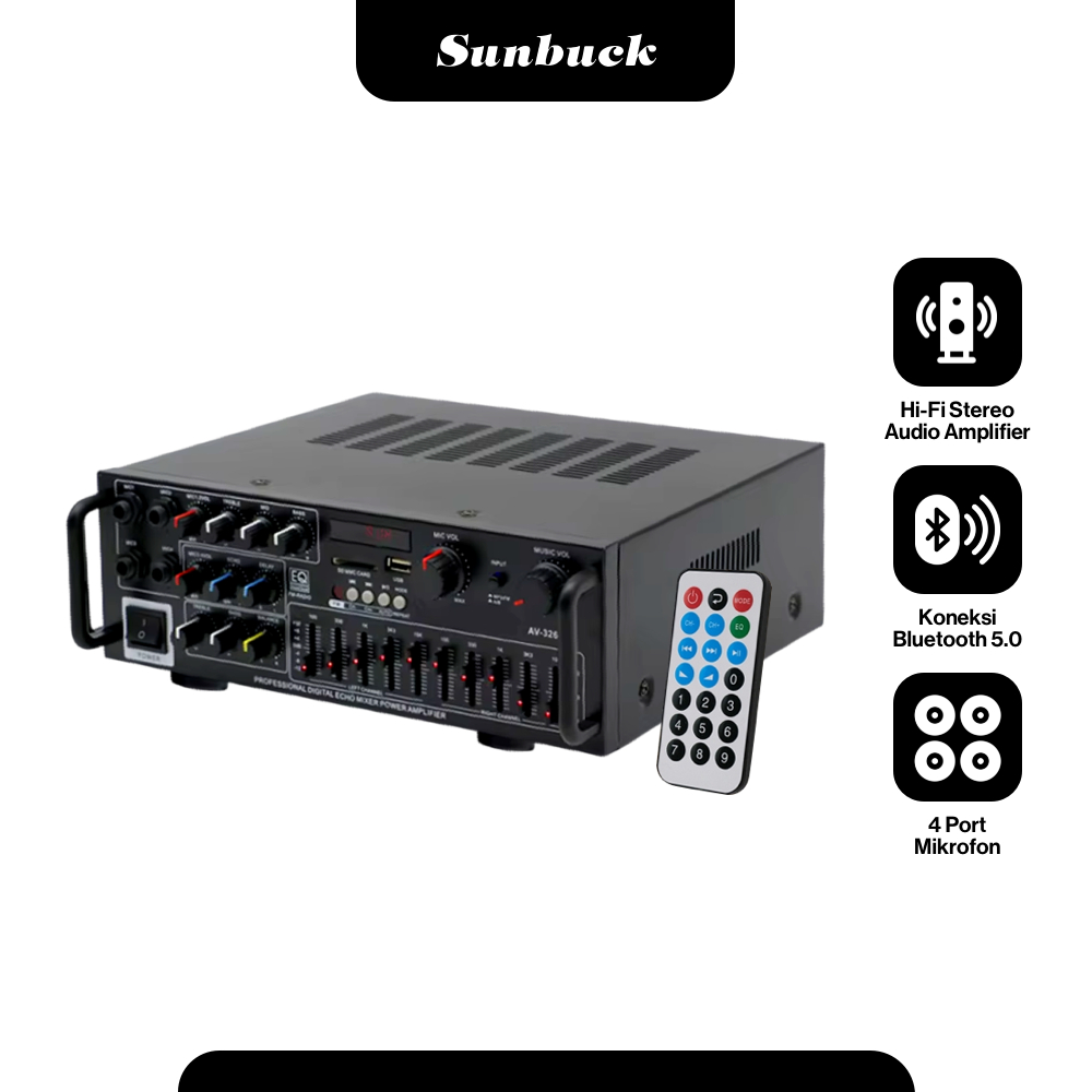 Jual Sunbuck Audio Amplifier Bluetooth HiFi USB Adjustable USB MP3 FM ...