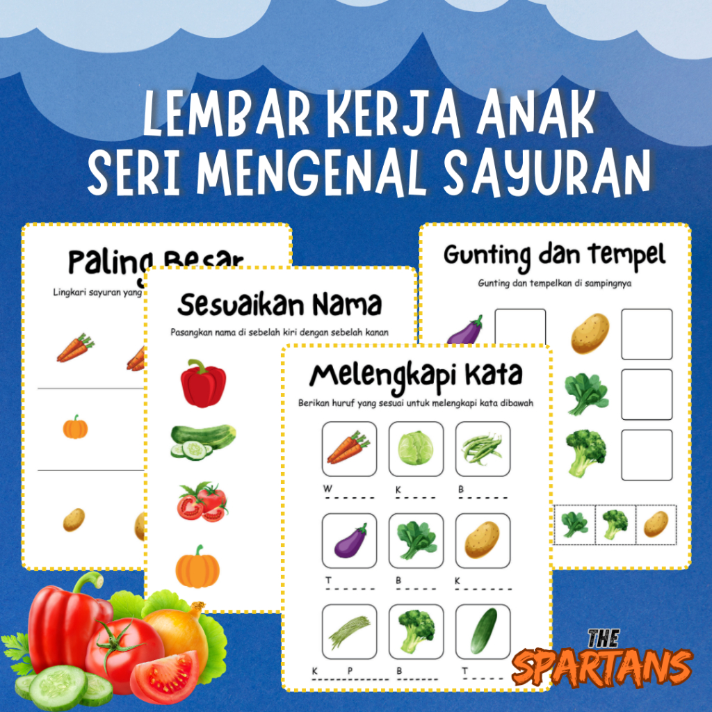 Jual [PW083] 100 Lembar Worksheet Seri Sayuran - Format P D F & Gambar ...