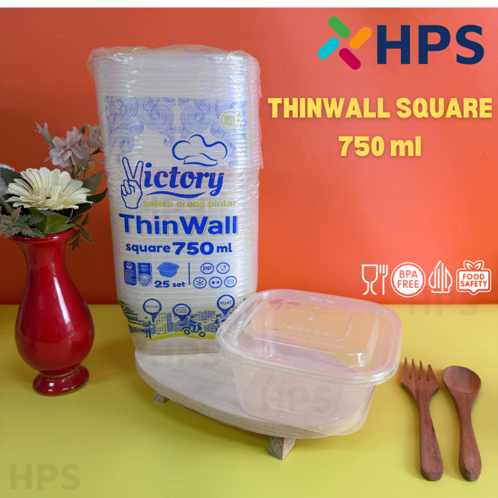 Jual Thinwall Square 750 ml KOTAK Container Makan Plastik Mika Take ...