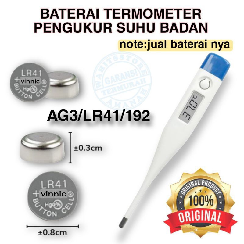 Jual Baterai Termometer Thermometer Alat Pengukur Suhu Tubuh LR41 AG3 192 L936 Asli | Shopee ...