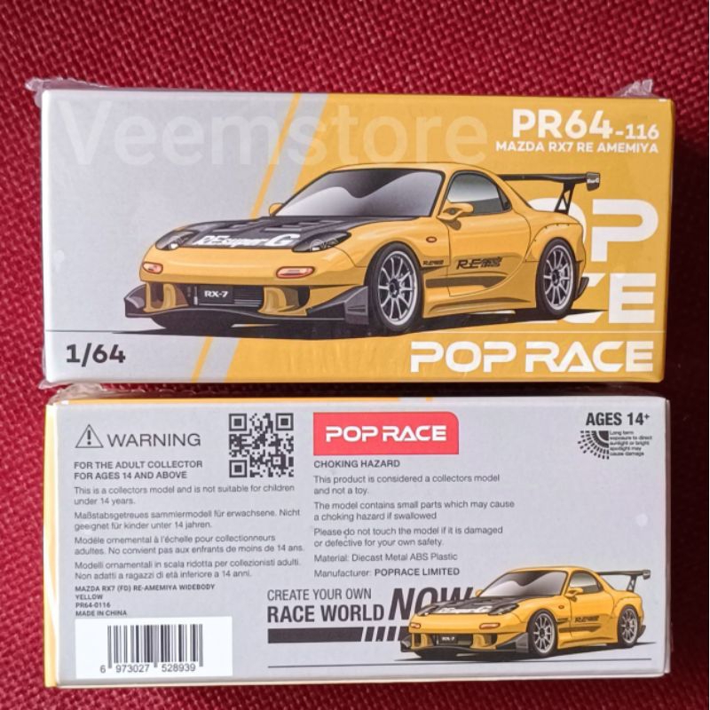 Jual Die Cast 1:64 Mazda RX-7 FD3S Re Amemiya Widebody [Poprace] Yellow | Shopee Indonesia