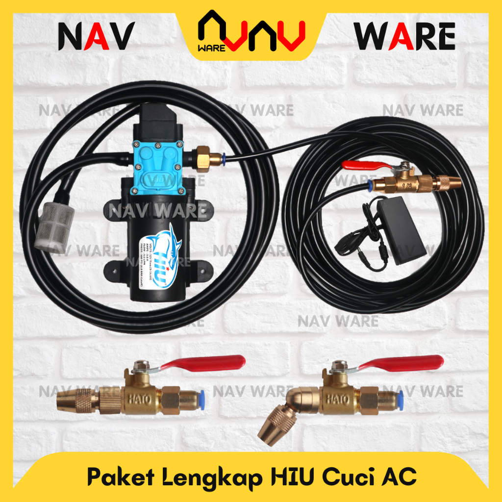 Jual Paket Lengkap Pompa Air Cuci AC HIU DC 12V 100psi Selang PU 6mm ...