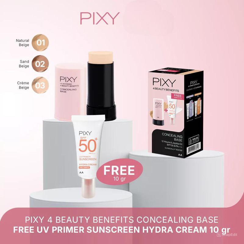 Jual Pixy (Buy1 Free1) UV Whitening 4 Beauty Benefits Concealing Base ...