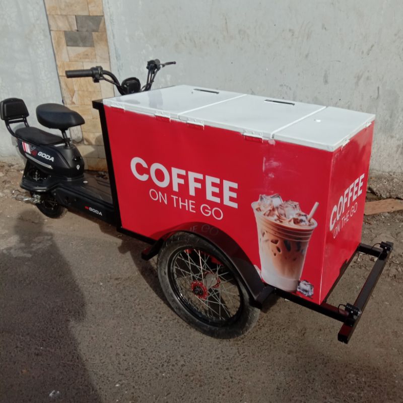 Jual GEROBAK ES KOPI KEKINIAN SEPEDA LISTRIK 3 SEKAT UK.100X60X60 FREE ...