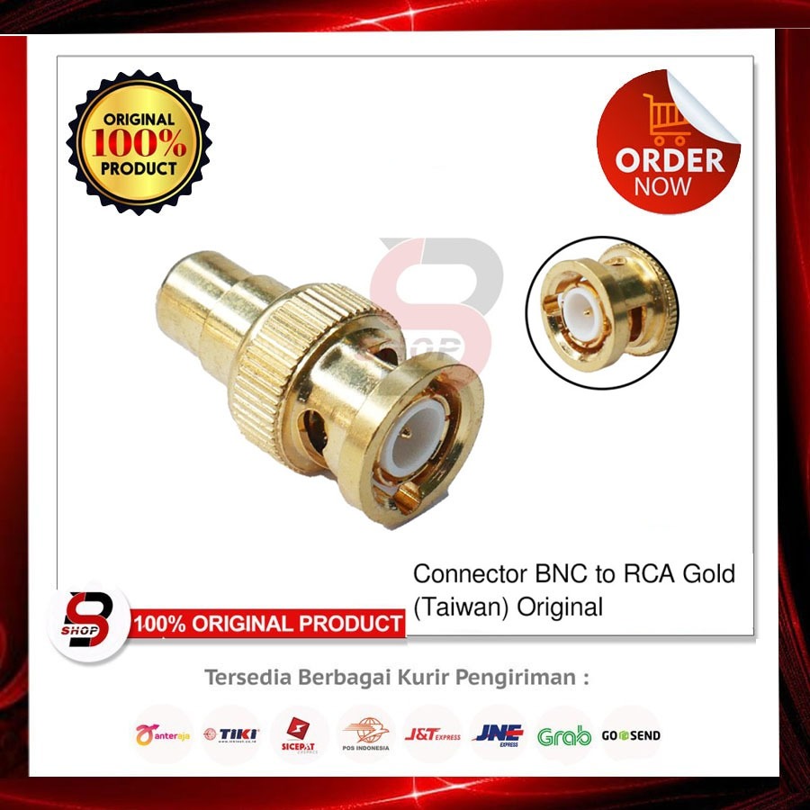 Jual Connector BNC to RCA Gold (Taiwan) Original / Konektor BNC ...