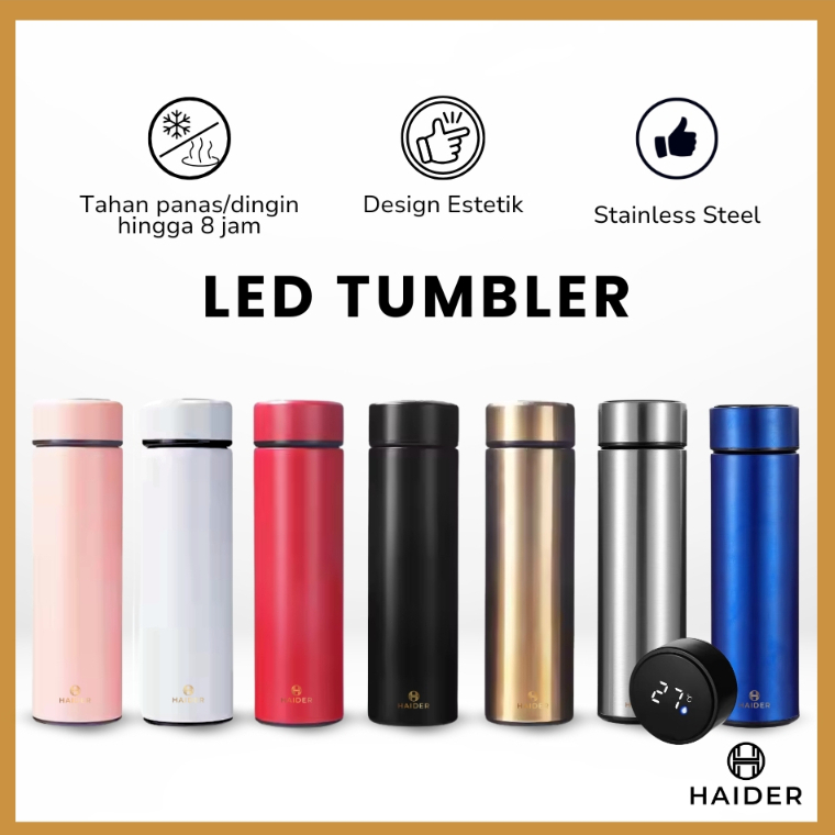Jual Tumbler LED Suhu Polos Stainless Warna Tahan Panas Dingin dan ...