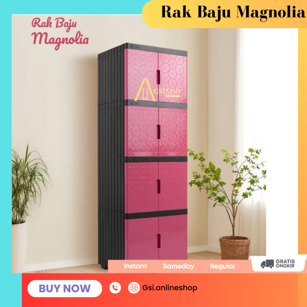 Jual [GSI] Rak Baju Magnolia | Lemari Baju Plastik 4 Susun Terbaru ...
