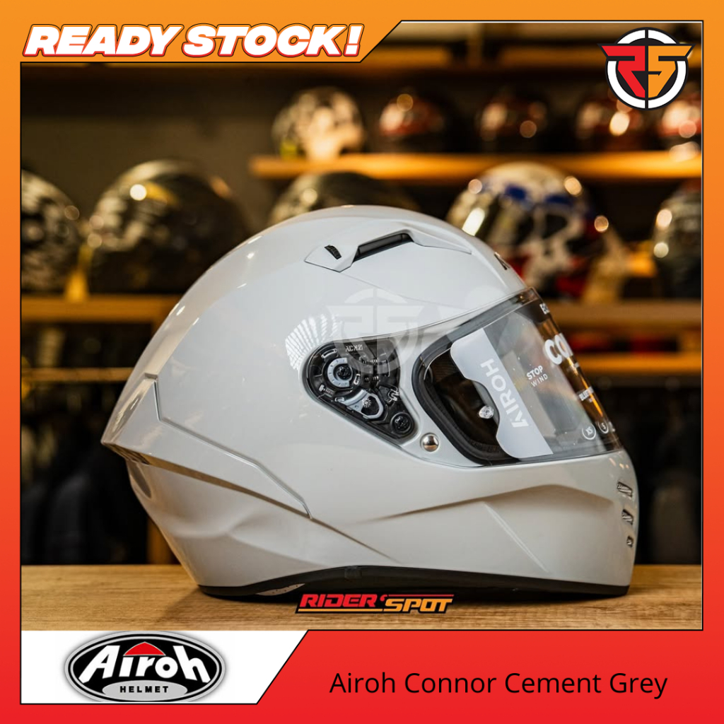 Jual Helm Motor Airoh Connor Cement Grey Full Face Helmet Original Touring | Shopee Indonesia