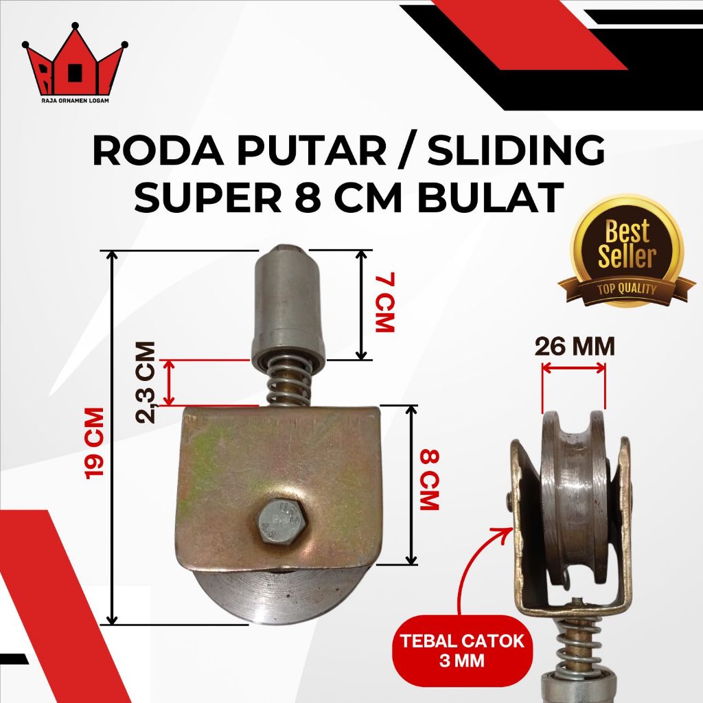 Jual Roda Sliding Super Ukuran 8 Cm / Pintu Garasi Carport / Anti ...