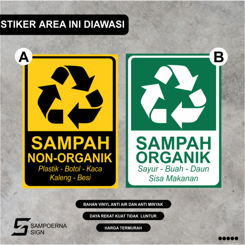 Jual Stiker sampah organik non organik / stiker limbah organik non ...