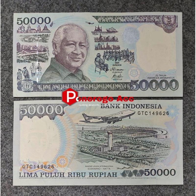 Jual (Gress/Baru) Uang kuno 50000 Soeharto Tahun 1992 uang lama 50k ...