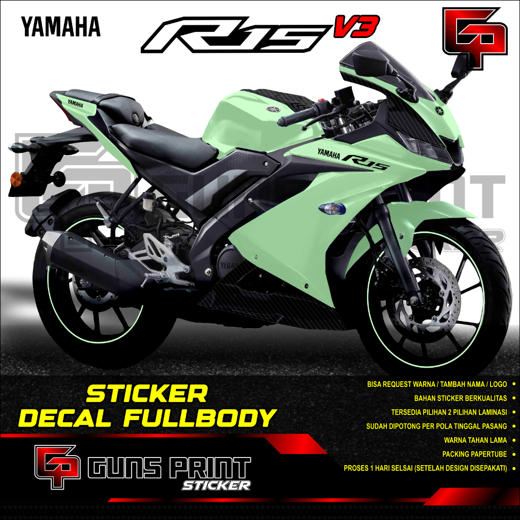 Jual STICKER DECAL FULLBODY YAMAHA R15 V3 - DESAIN 8002 - POLOS CARBON ...