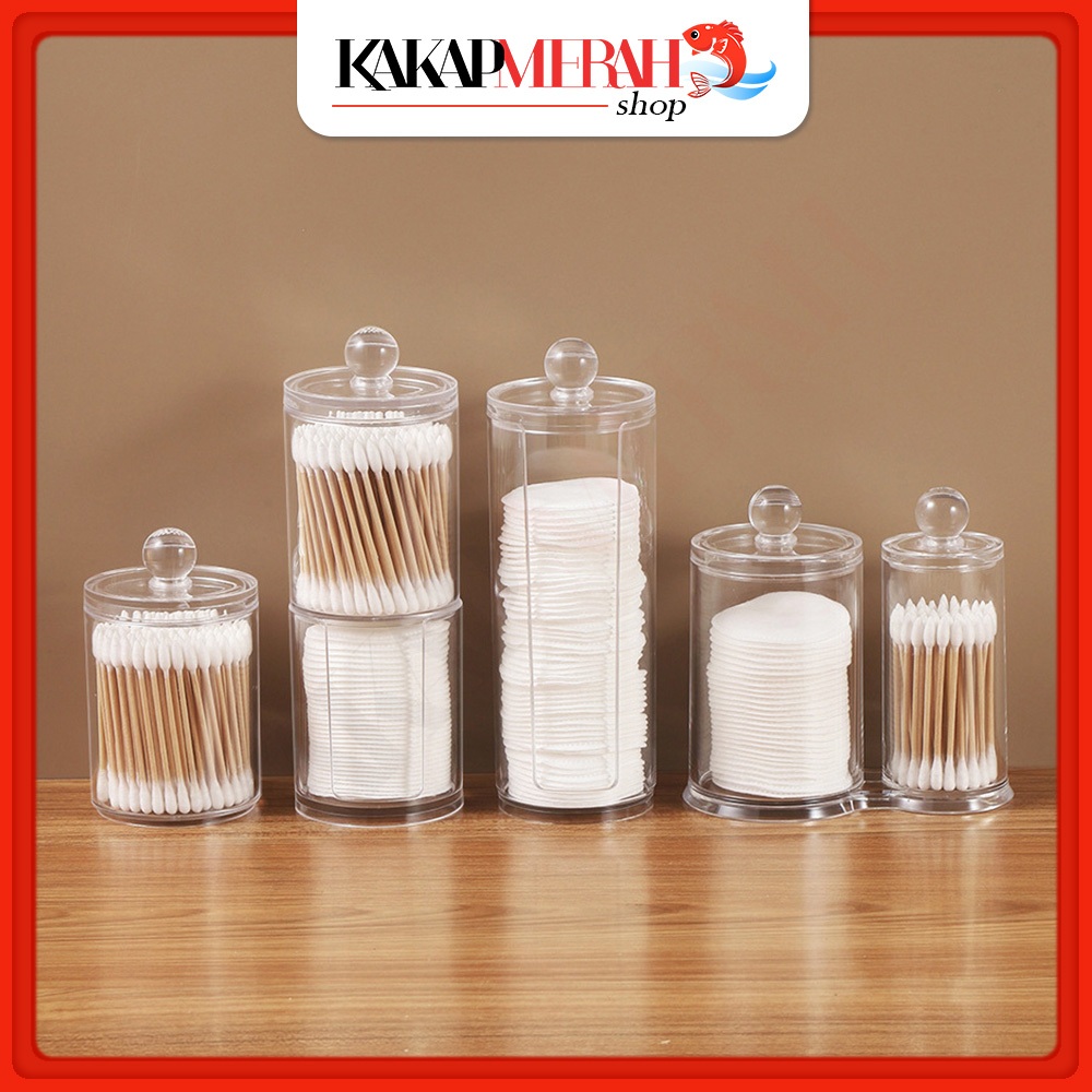 Jual Kotak Penyimpanan Cotton Bud Kapas Bulat Transparan Box Kosmetik ...