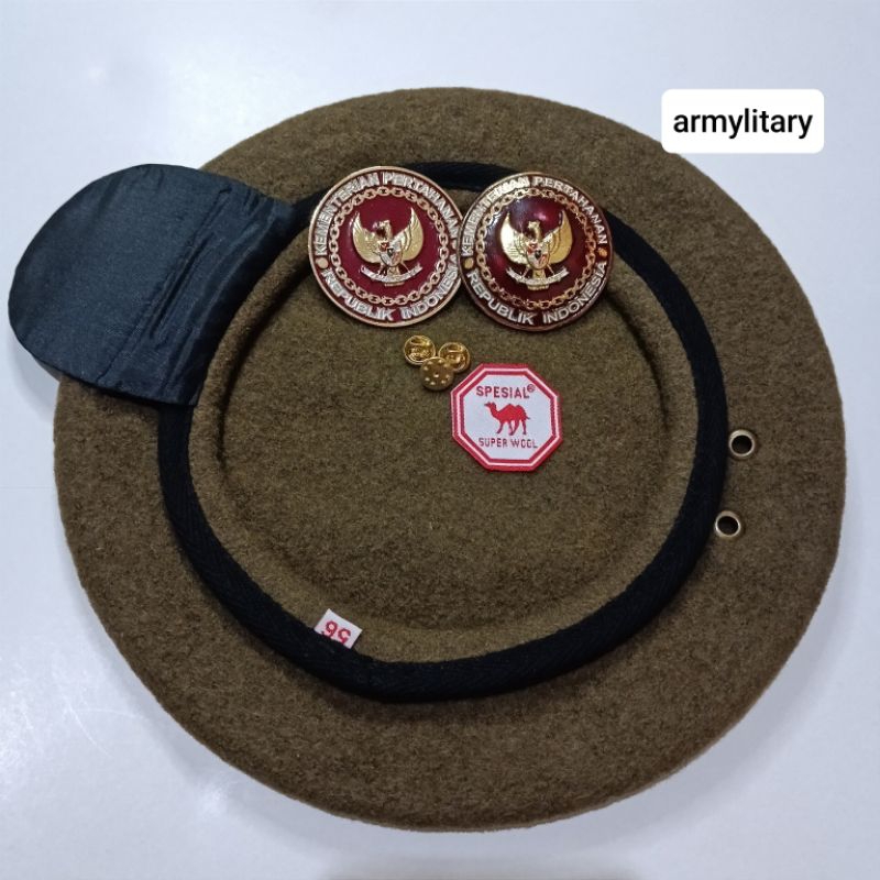 Jual TOPI BARET DAN PIN BARET KEMENHAN DATAR CEMBUNG LOGAM | Shopee ...