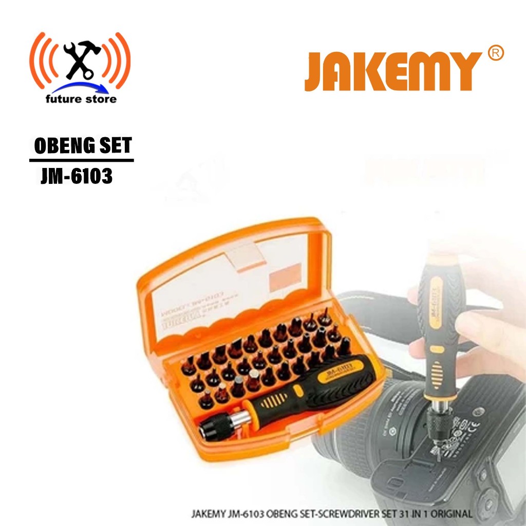 Jual JAKEMY JM-6103 OBENG SET-SCREWDRIVER SET 31 IN 1 ORIGINAL | Shopee ...