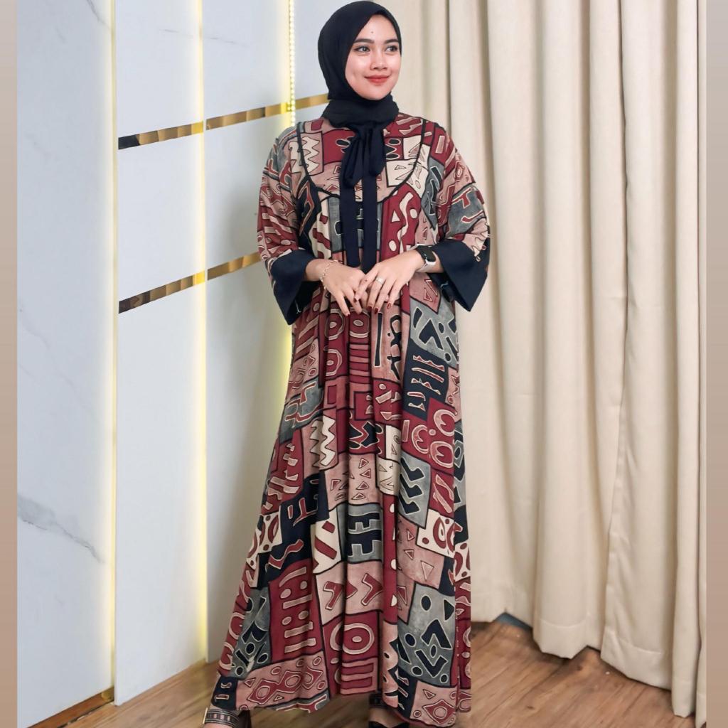 Jual Rifina Sabella Dress Rayon Premium Gaun Casual Nyaman Adem ...