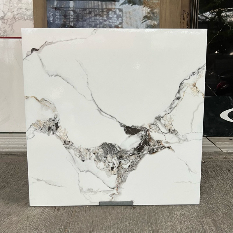 Jual Keramik Cutting 50x50 Uno Maurice White | Glossy | Shopee Indonesia