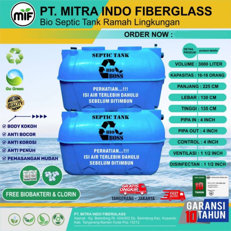 Jual Septic Tank 3000 Liter.BioBoss,Biofil,Biotech,Biotaff,Biotank.BIO ...
