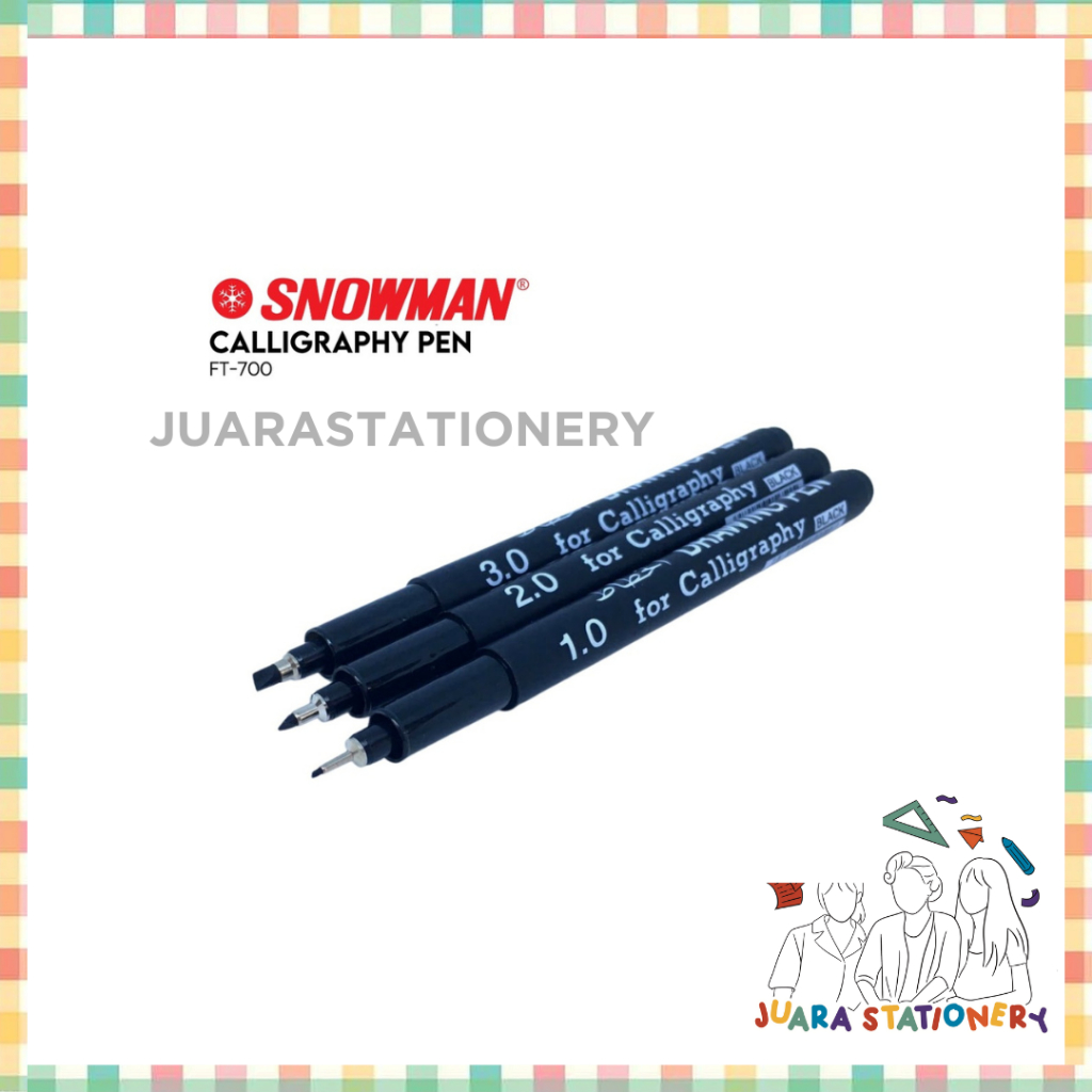 Jual 20 - Calligraphy Pen Snowman 3.0 Black Hitam / Drawing Pen ...