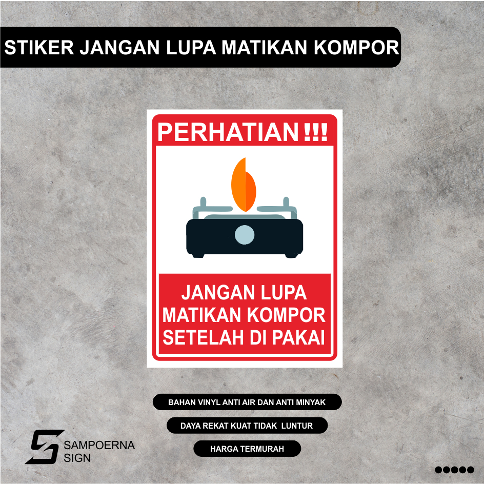 Jual Sticker Matikan kompor / stiker jangan lupa matikan kompor ...