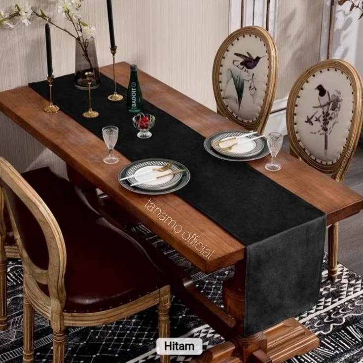 Jual taplak meja / table runner polos || bahan Suede premium || bisa ...
