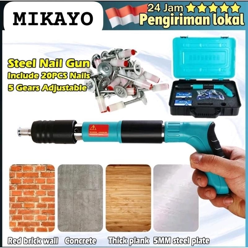 Jual RAMSET NAIL GUN MIKAYO PAKU TEMBAK BETON BESI FREE 50pcs MATA PAKU ...