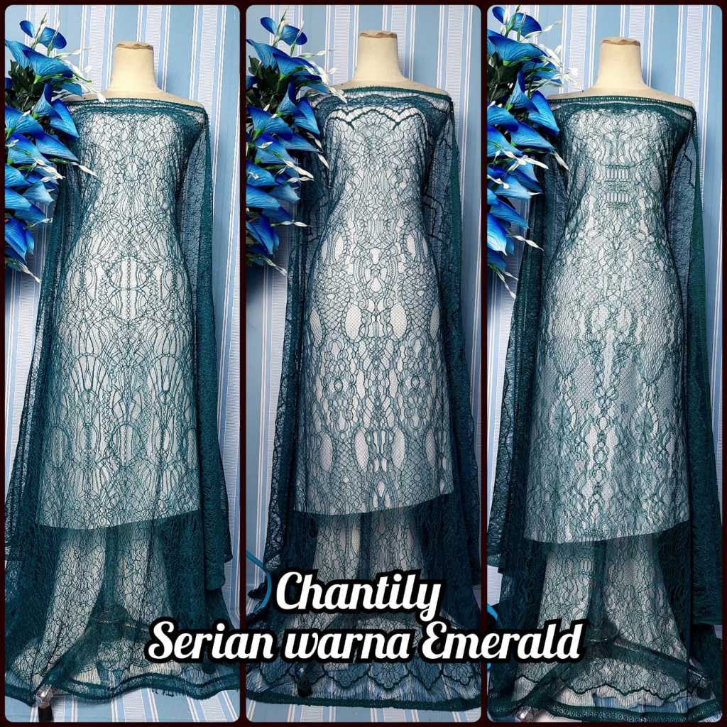Jual KAIN BROKAT CHANTILY NEW MOTIF SERIAN EMERALD BAHAN KEBAYA MODERN ...