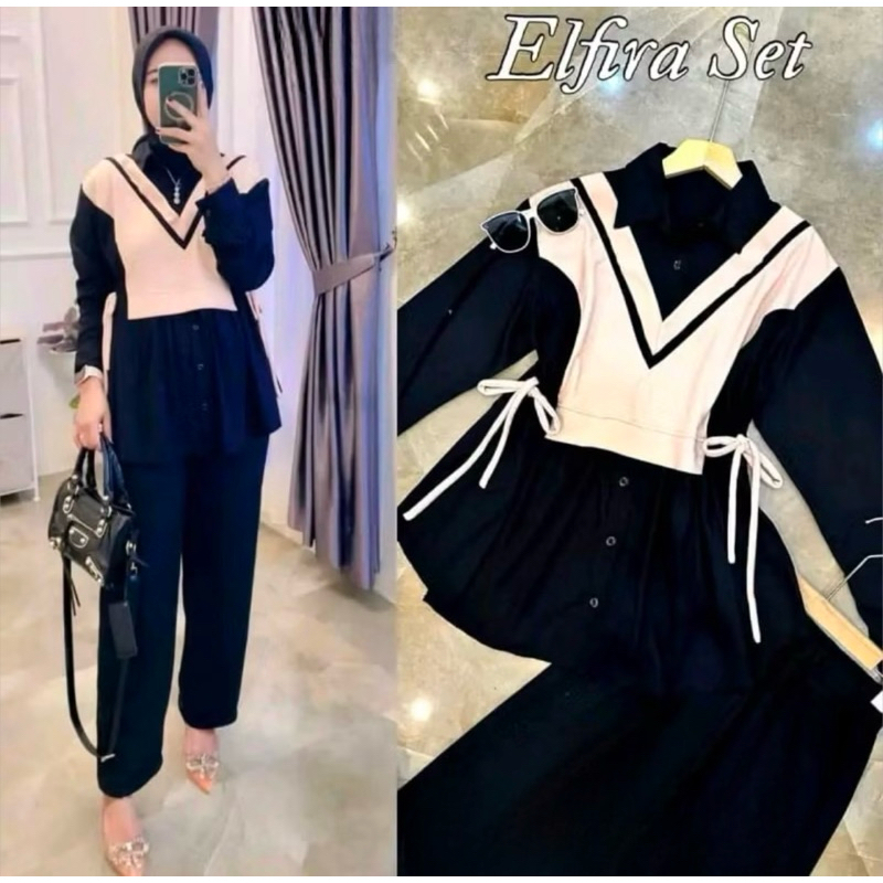 Jual ELFIRA SET CRINKLE AIRFLOW LD 110 // SETELAN ROMPI POLOS KOMBINASI ...