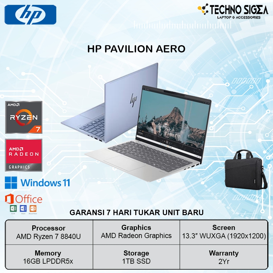 Jual HP Pavilion Aero 13 Ryzen 7 8840 16GB 1TB 13.3 WUXGA IPS | Shopee ...