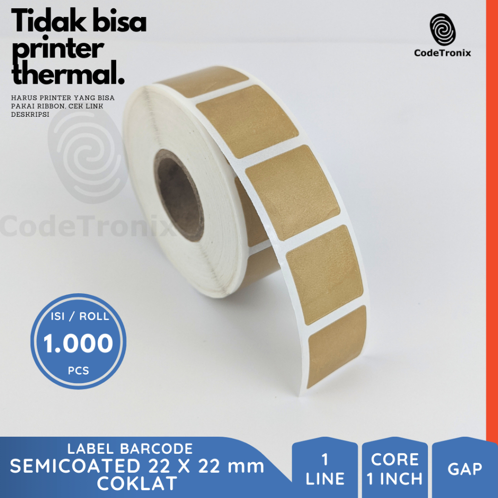 Jual Label Sticker Kertas Semicoated 22x22 Stiker Barcode Roll Warna 1 Line 1000 pcs | Shopee ...