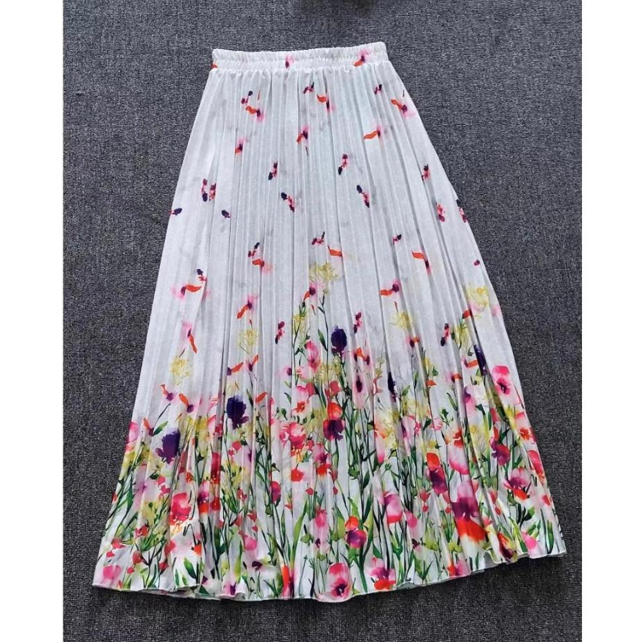 Jual GS-FASHION ROK PLISKET BUNGA KAMBOJA/ ROK PLISKET PANJANG/ ROK ...