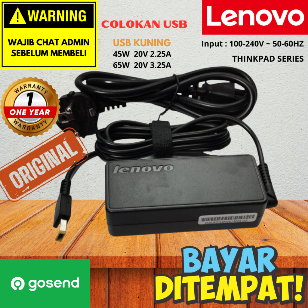 Jual Charger Laptop Lenovo Thinkpad Original USB Plug X Y Z B E G S T ...