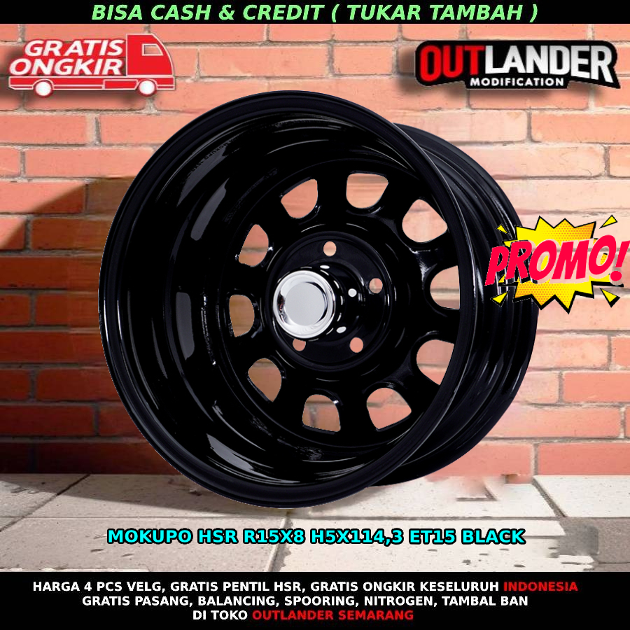 Jual Velg Kaleng Daytona Ring 15 HSR MOKUPO R15 Lebar 8 Pcd 5x114,3 ET15 Black Rush Hilux Single ...