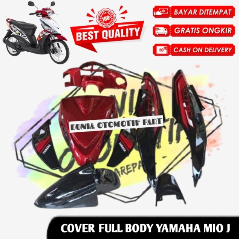 Jual COVER FULL BODY HALUS YAMAHA MIO J WARNA MERAH HITAM PLUS STRIPING ...