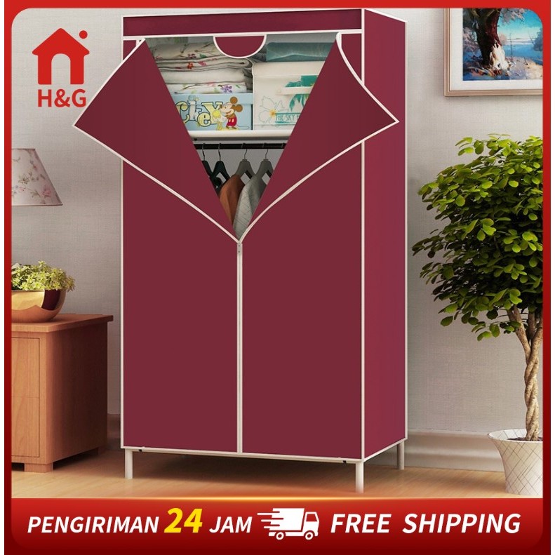 Jual Rak Lemari Pakaian Rak Baju Dengan Tutup Resleting Lemari Kain ...