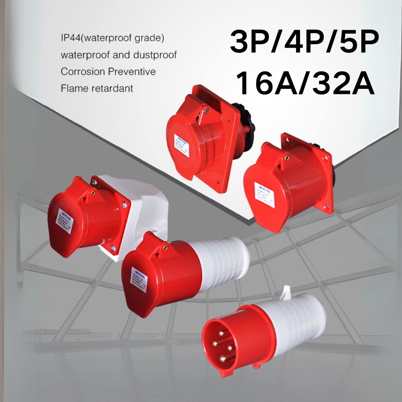 Jual Konektor Tahan Air IP44 Industrial Plug and Socket 3P/4P/5P 16A ...