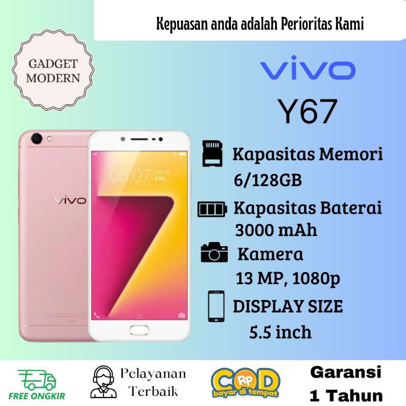 Jual HP VIVO Y67 RAM 6/128GB, Y55 RAM 3/32GB, Y71 RAM 6/128GB, Y66 RAM4/64GB GARANSI 1 TAHUN ...