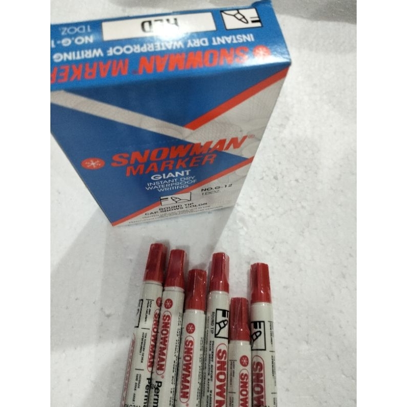 Jual SPIDOL MARKER MERAH G 12 MERK SNOWMAN SPIDOL PERMANENT WARNA MERAH ...