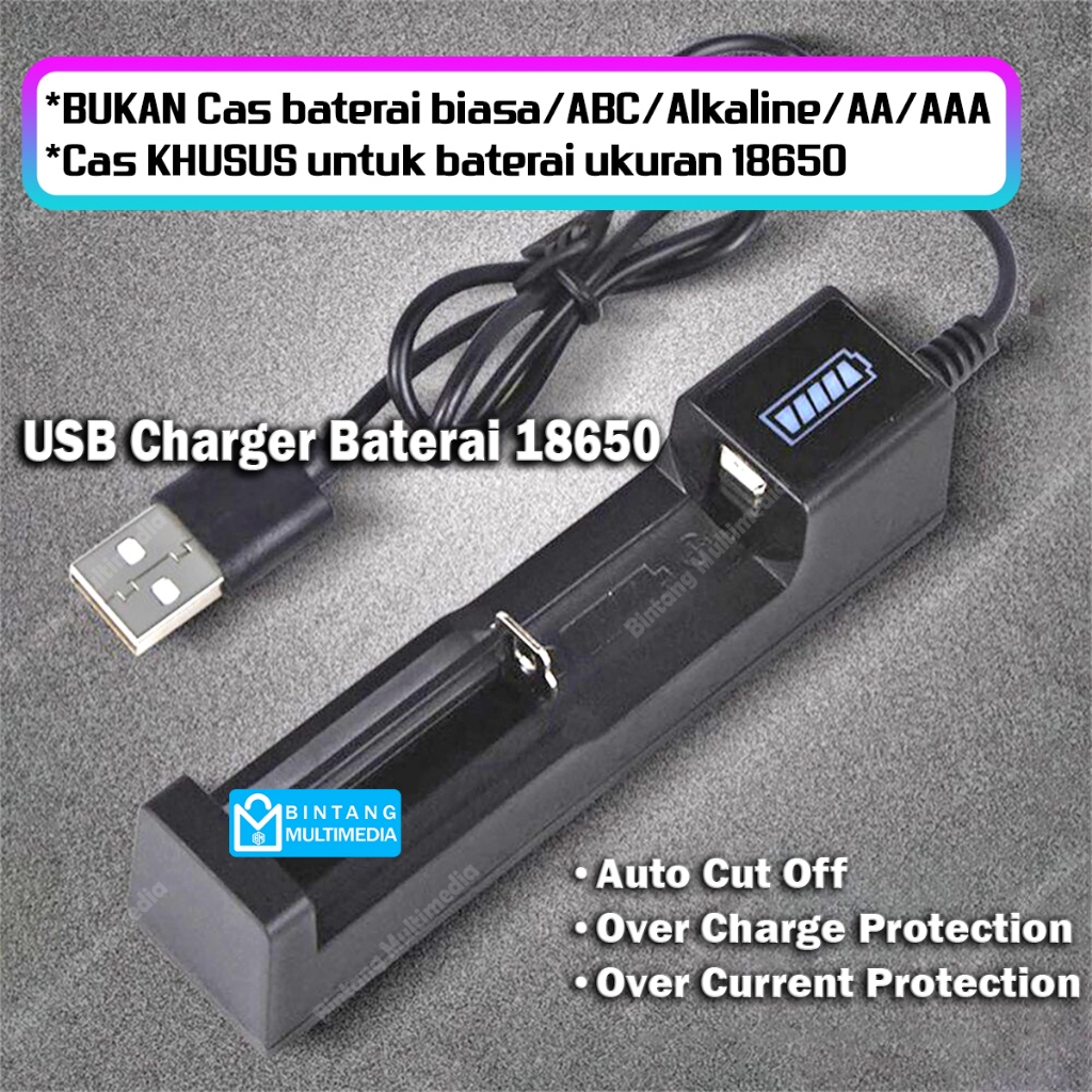Jual Charger USB Baterai 18650 Auto Cut Off Otomatis Cas Batre isi ...
