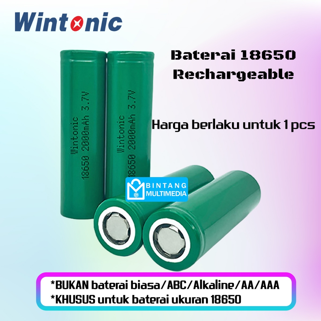 Jual WINTONIC Baterai 18650 Real Capacity 2000mAh INR 3.7V Flat Top ...