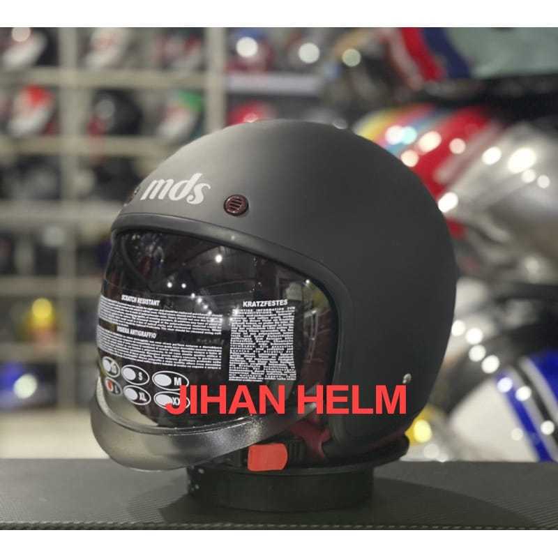 Jual HELM MDS RETRO BOGO / MDS MAGNUM SOLID BLACK DOFF ORINAL | Shopee ...