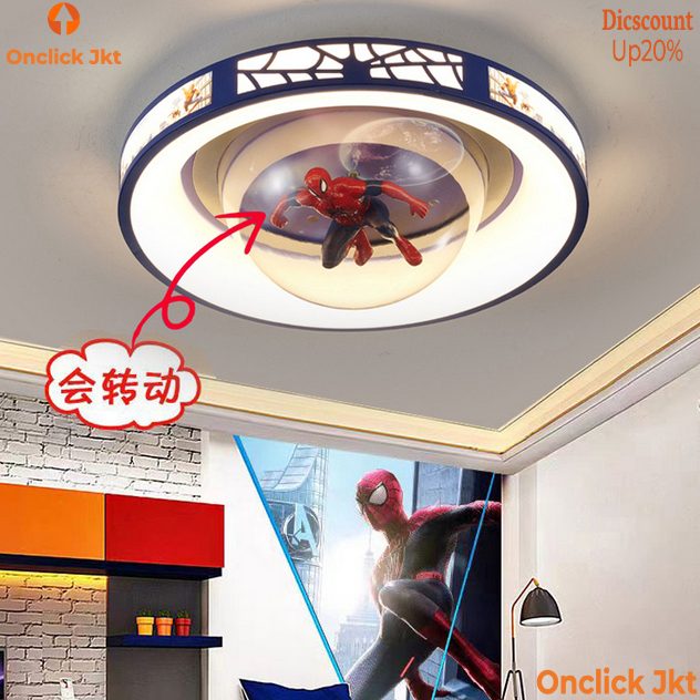 Jual Lampu Plafon Kamar Anak Model Spider-Man Kartun Lampu Langit ...